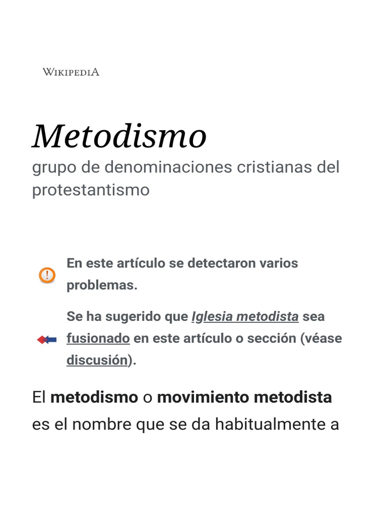 Metodismo - Wikipedia, La Enciclopedia Libre | PDF | metodismo ...