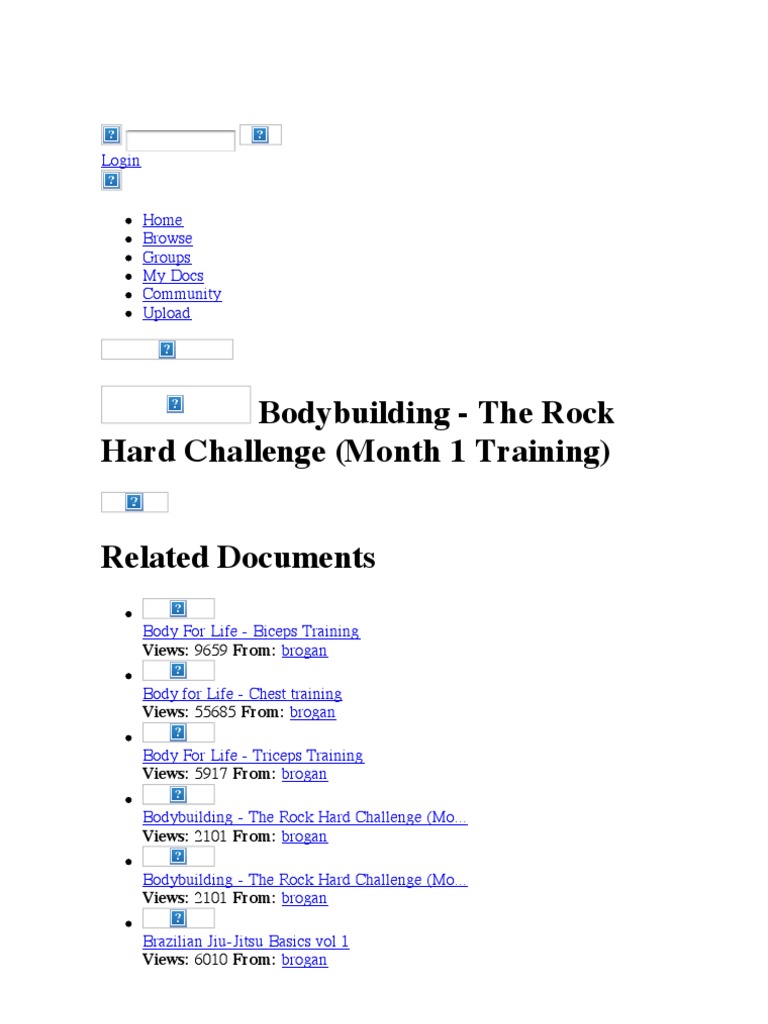 Bodybuilding The Rock Hard Challenge Month 1 Training | PDF ...