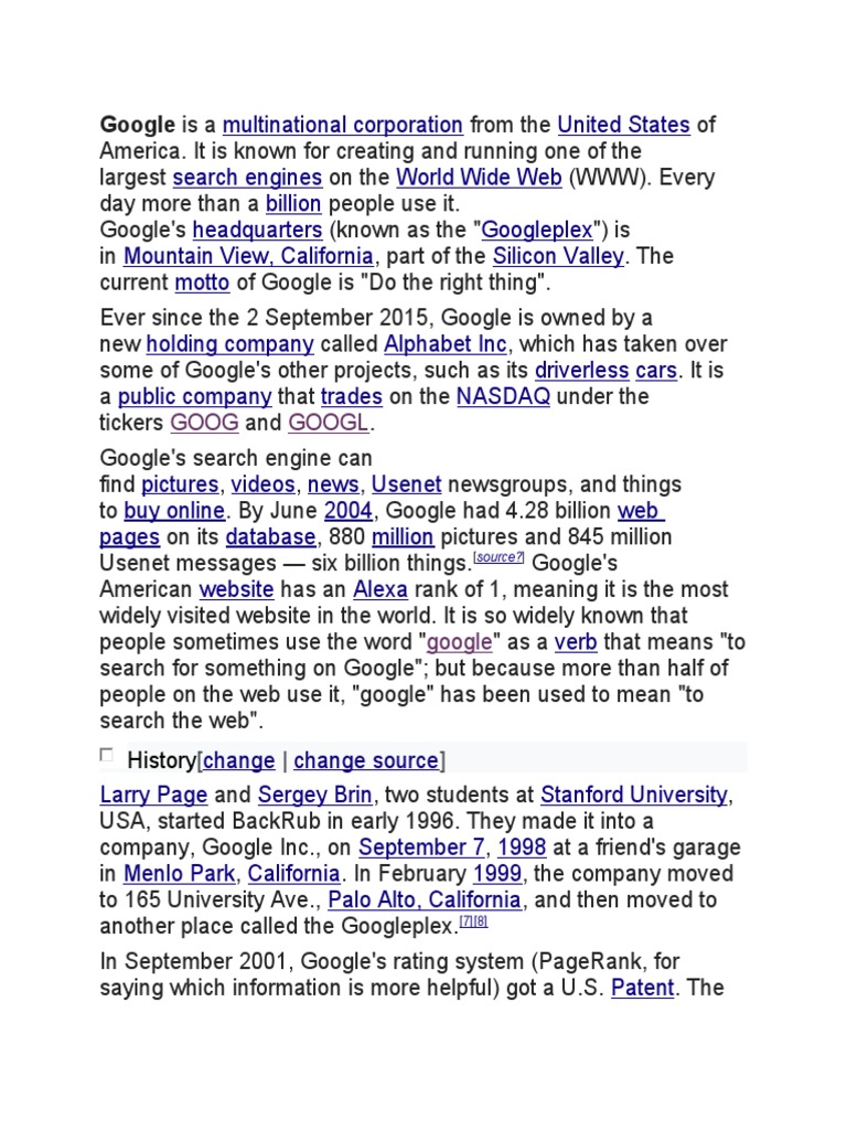 Google Is A: Goog Googl | PDF | Alphabet Inc. | Websites