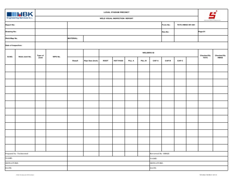 Weld Visual Inspection Report Format | PDF | Building Materials ...