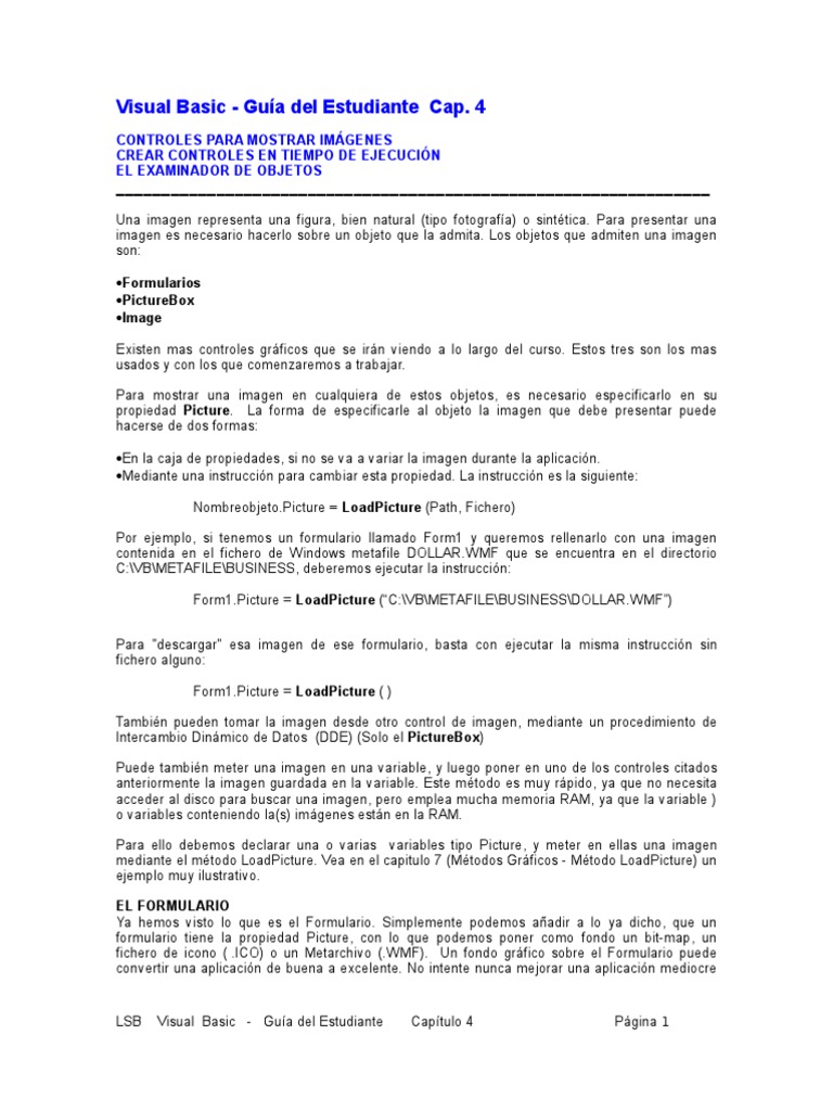Capitulo 4 Visual Basic | PDF | Básico | Imagen