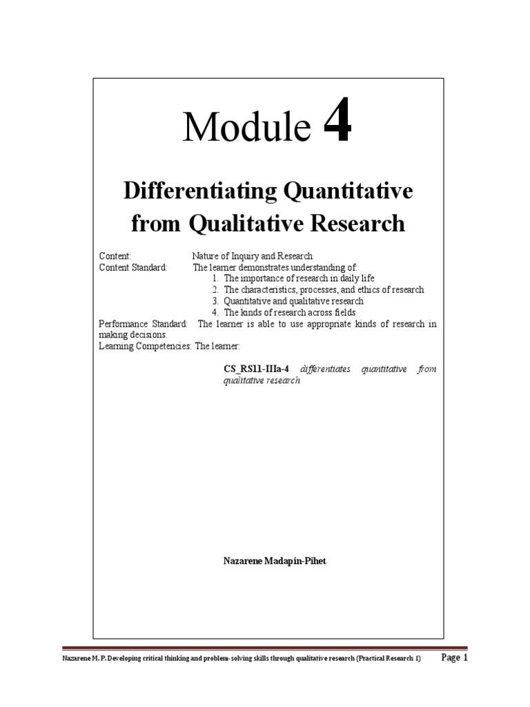 Module 4 | PDF | Qualitative Research | Quantitative Research