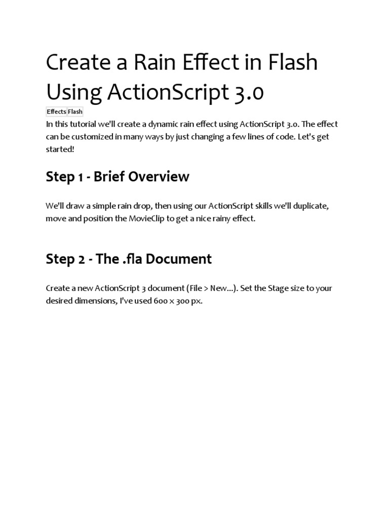Creating Rain Effect With Actionscript Download Free Pdf Array Data Structure Action Script