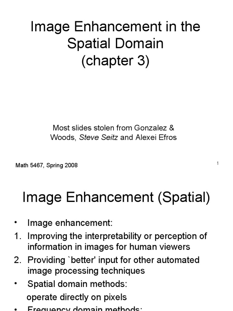 Image Enhancement in The Spatial Domain (Chapter 3) | PDF | Teaching ...