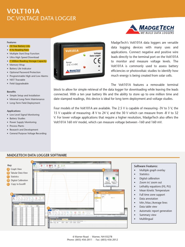 VOLT101A: DC Voltage Data Logger | PDF | Power Supply | Calibration