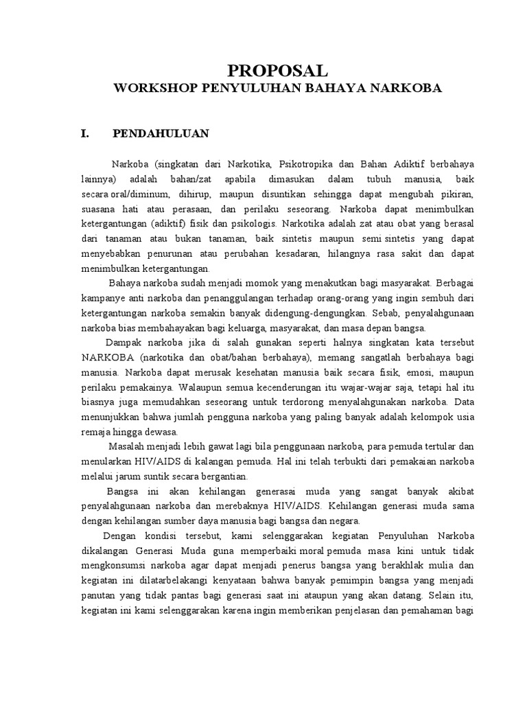 Proposal Workshop Penyuluhan Narkoba | PDF