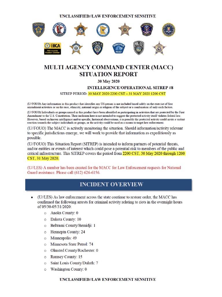 Multi Agency Command Center Situation Report For | PDF