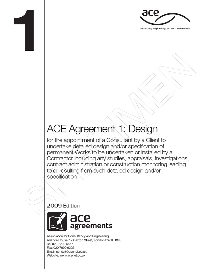 ACE Agreement 1: Design: 2009 Edition | PDF | Tort | Indemnity