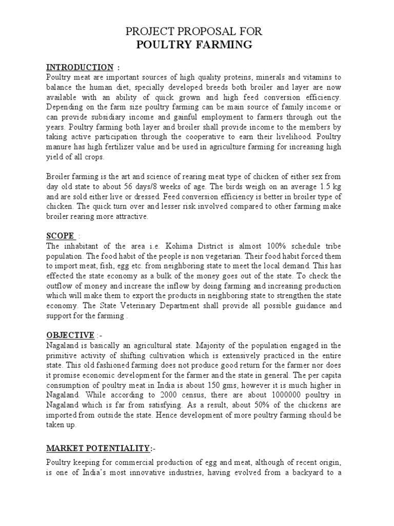 Poultry Farming: Project Proposal For | PDF | Poultry Farming | Agriculture