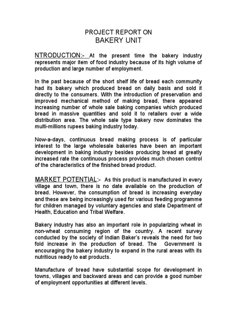 Bakery Unit: Project Report On | PDF | Breads | Dough