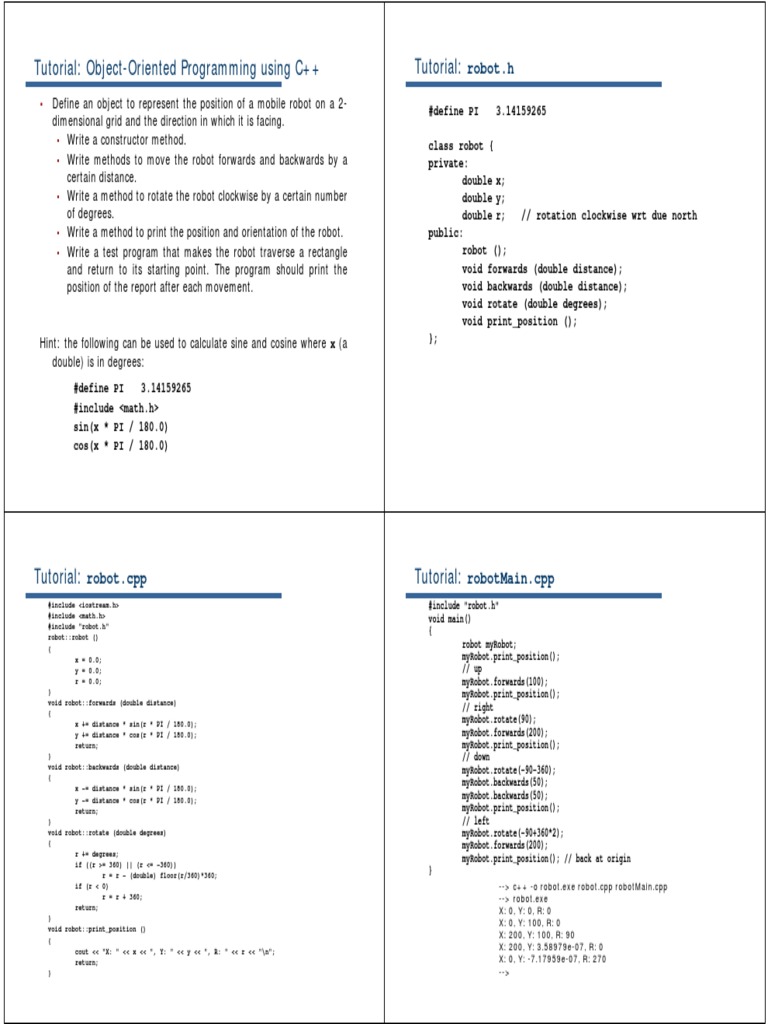 Robot.h: Tutorial: Object-Oriented Programming Using C++ Tutorial | PDF ...