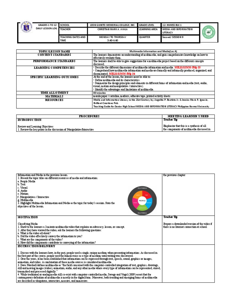 Topic/Lesson Name Content Standards Performance Standards Learning ...