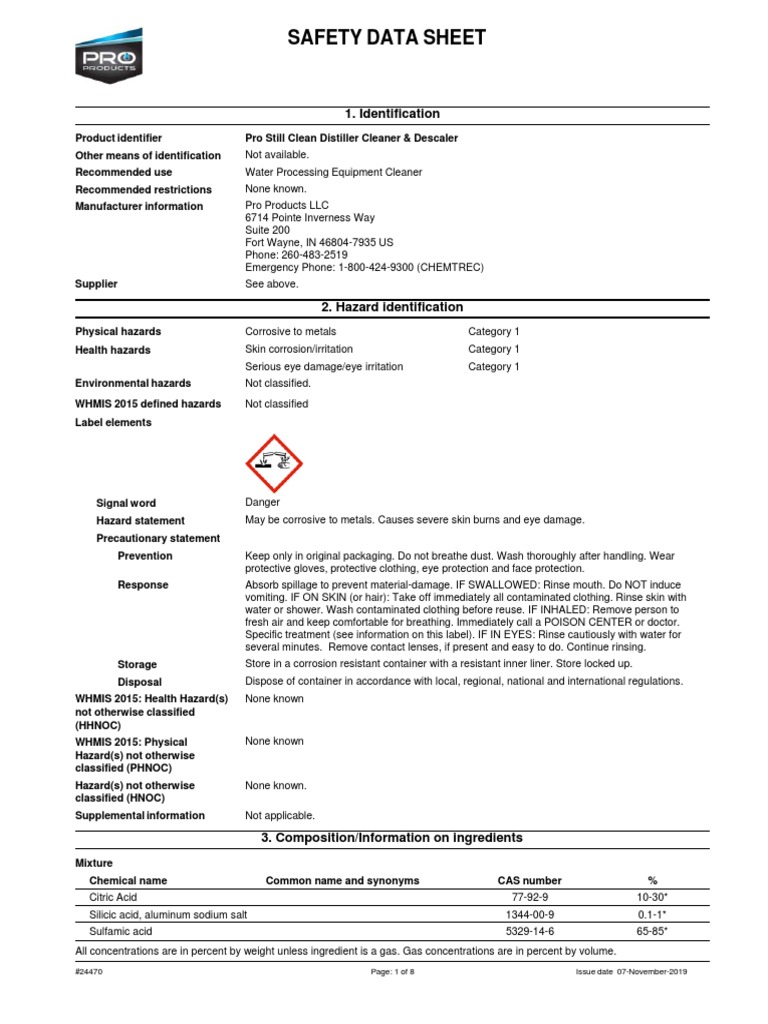 Safety Data Sheet: 1. Identification | PDF | Dangerous Goods | Firefighting
