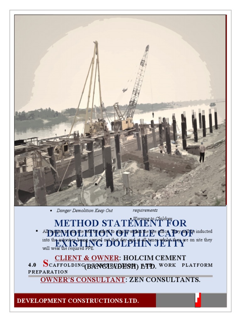 Method Statement For Demolition of Pile Cap of Existing Dolphin Jetty ...