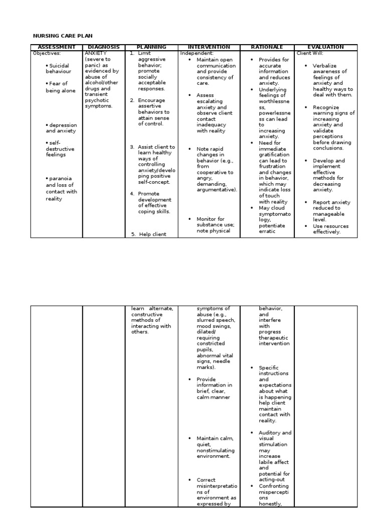 Nursing Care Plan | PDF | Coping (Psychology) | Anxiety