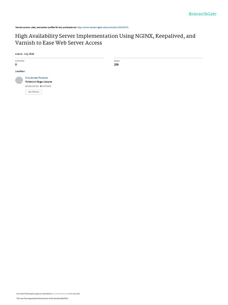 High Availability Server Implementation Using NGINX, Keepalived, and Varnish To Ease Web Server ...