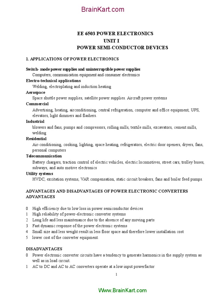 200 - EE8552, EE6503 Power Electronics - Notes 1 PDF | PDF | Field ...