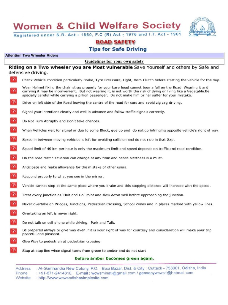 Road Safety Tips For Safe Driving | PDF