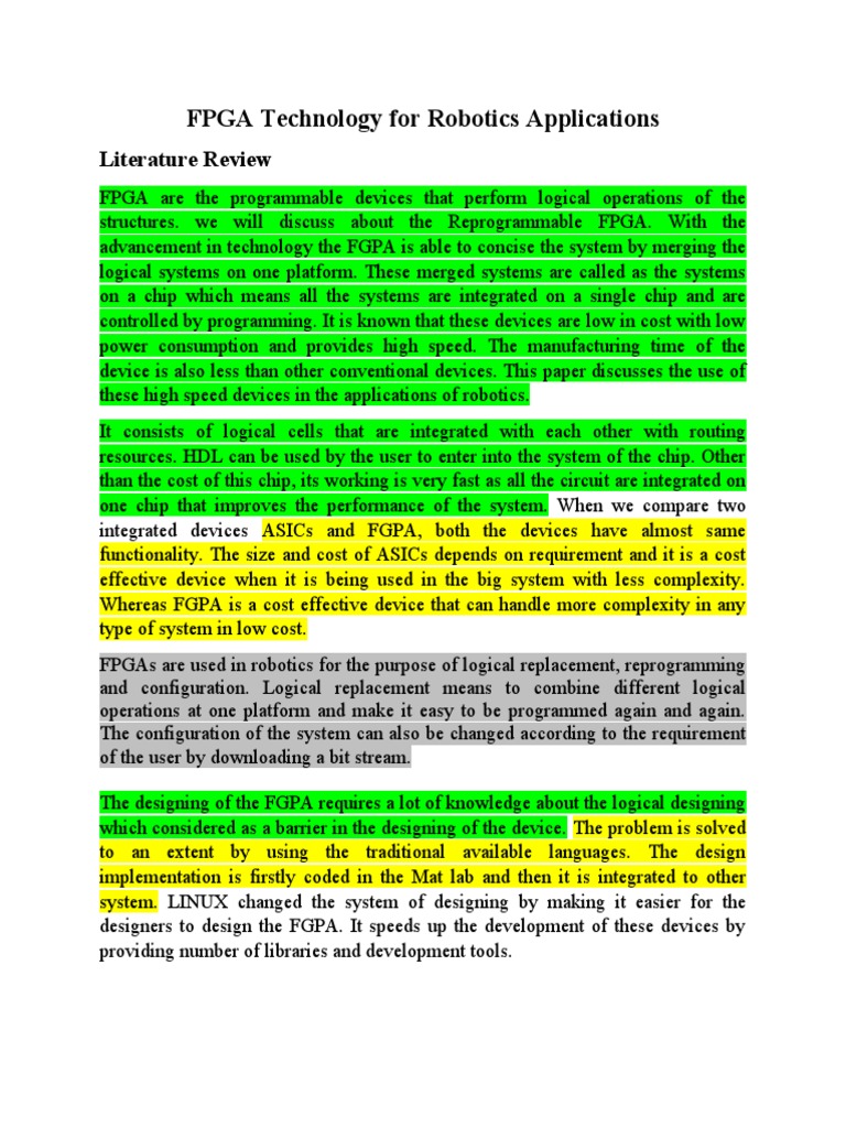 Fpga Technology For Robotics Applications Pdf Field Programmable Gate Array Digital Technology