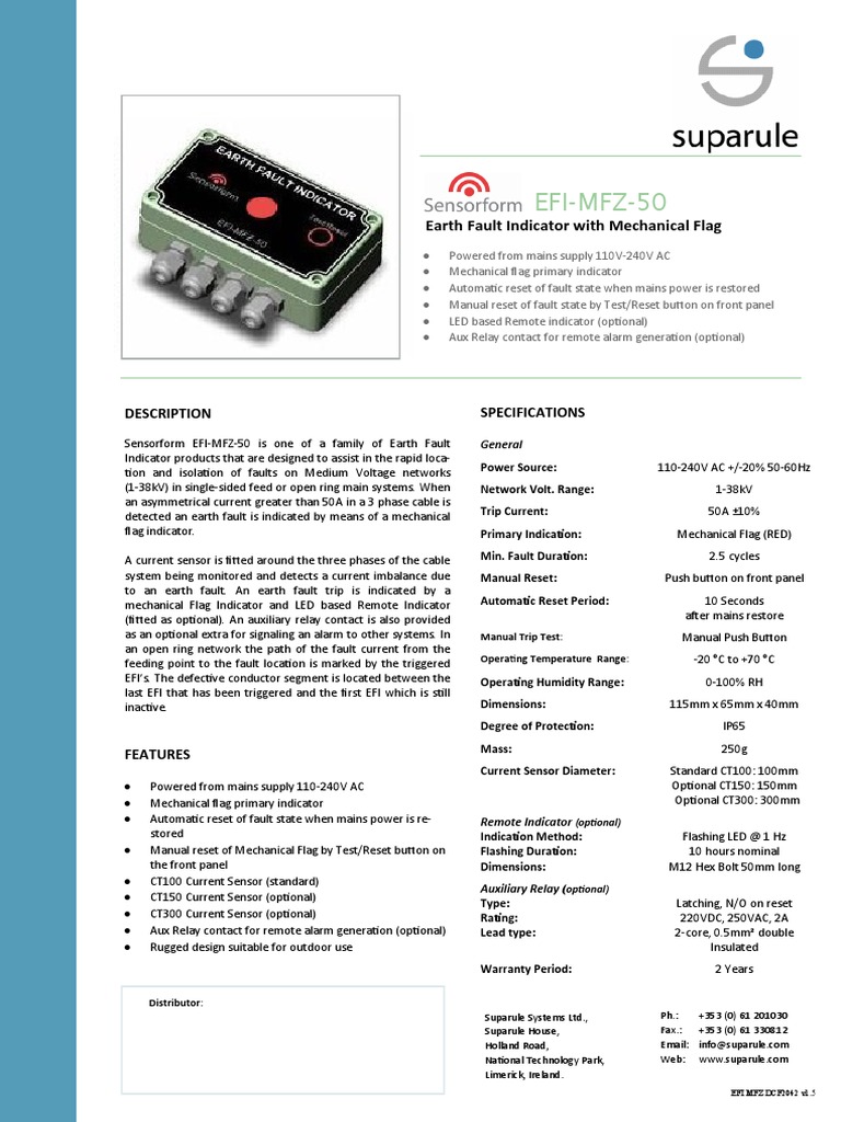 Suparule SensorformEFI-50MFZ | PDF | Mains Electricity | Relay