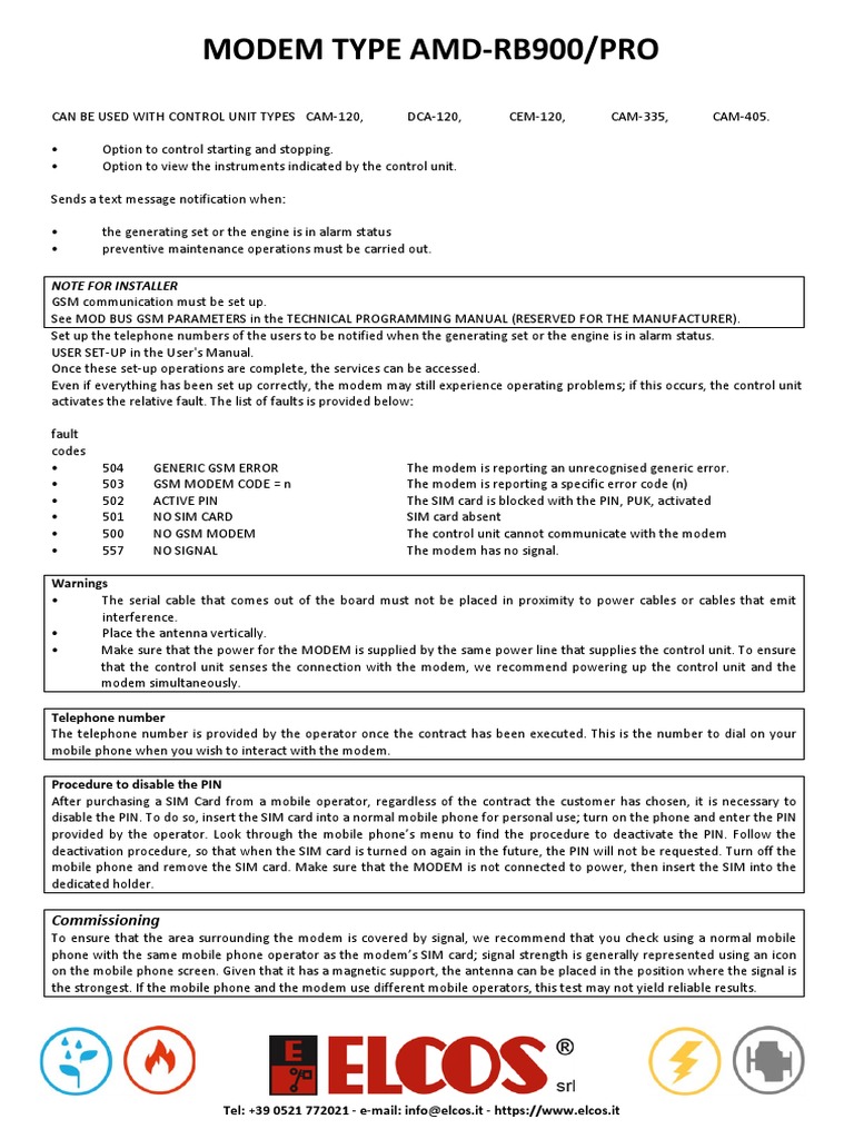AMD-RB900/PRO Modem User Guide | PDF | Modem | Personal Identification ...