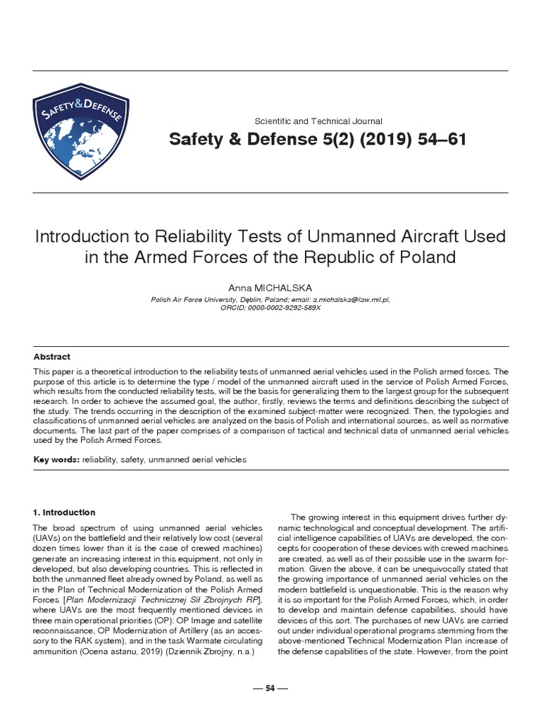Introduction To Reliability Tests of Unmanned Aircraft Used in The ...