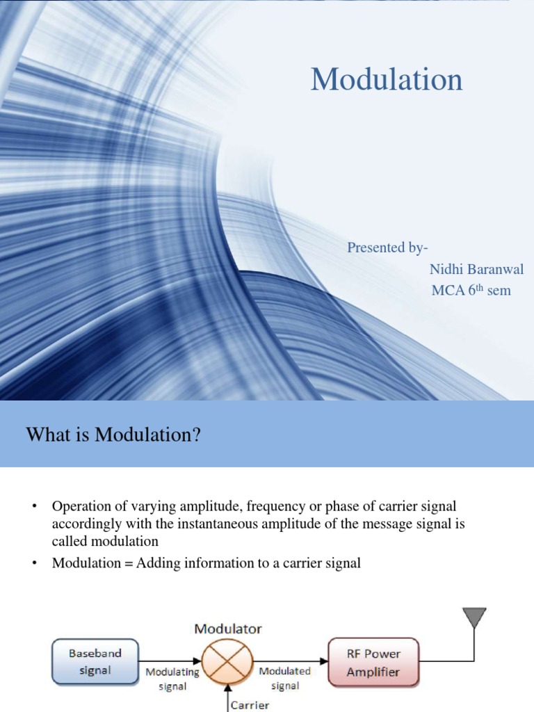 Modulation: Presented By-Nidhi Baranwal Mca 6 Sem | PDF | Frequency ...