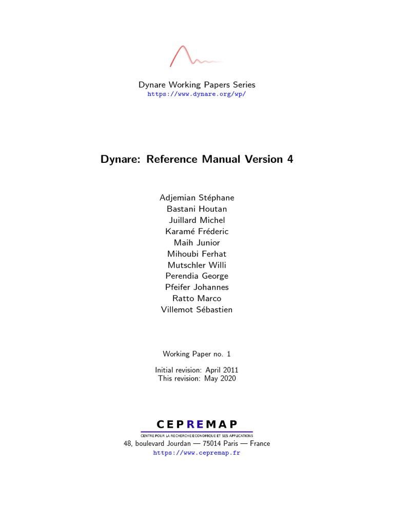 Dynare: Reference Manual Version 4: Dynare Working Papers Series | PDF | Installation (Computer ...