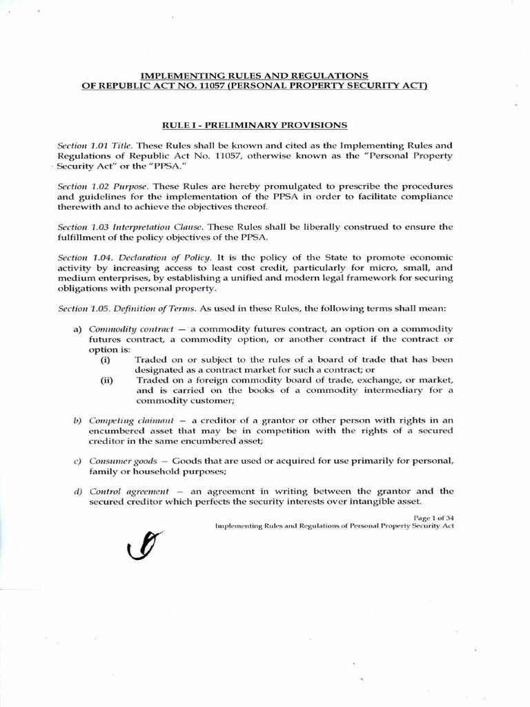 Irr Ra 11057 RRD PDF | PDF | Security Interest | Securities (Finance)