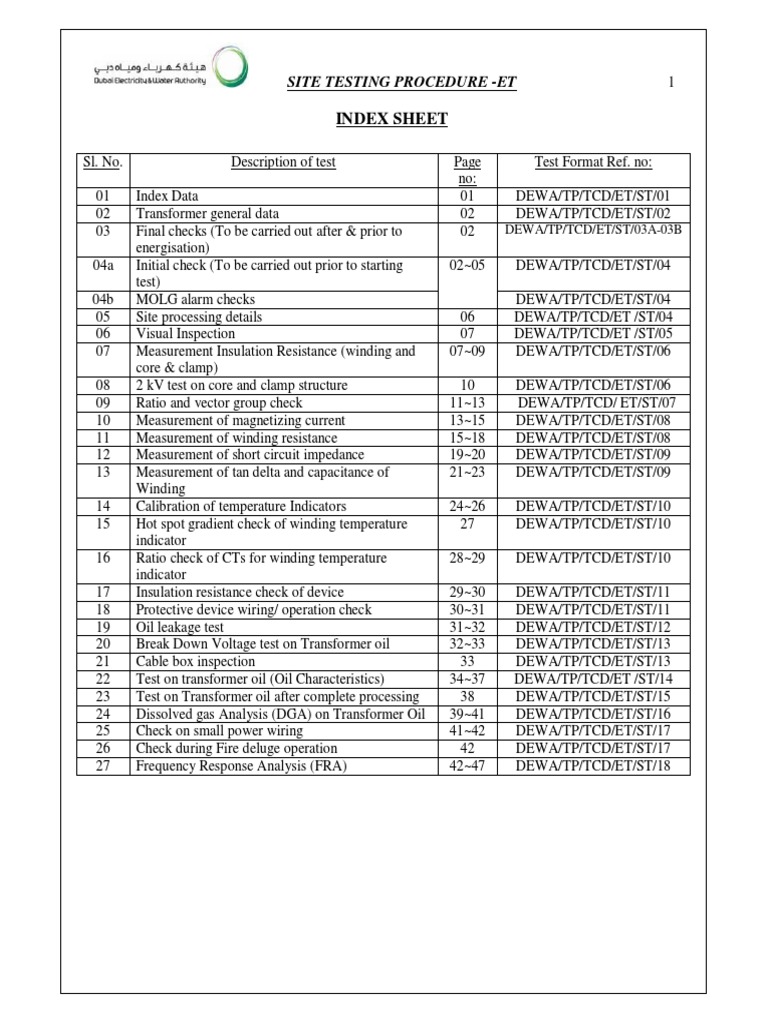 ET-SAT Procedure | PDF | Transformer | Electrical Impedance