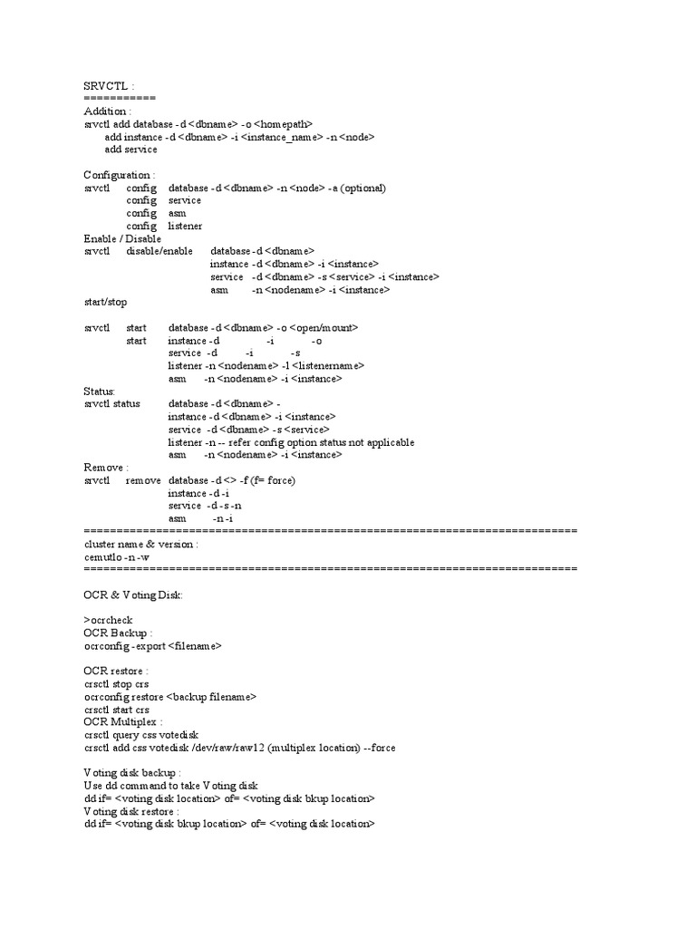 RAC Commands | PDF | Windows Registry | Computer Cluster