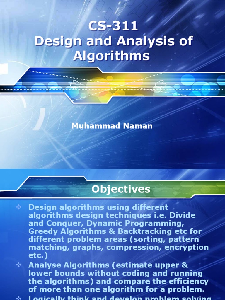 CS-311 Design and Analysis of Algorithms | PDF | Algorithms | Control Flow