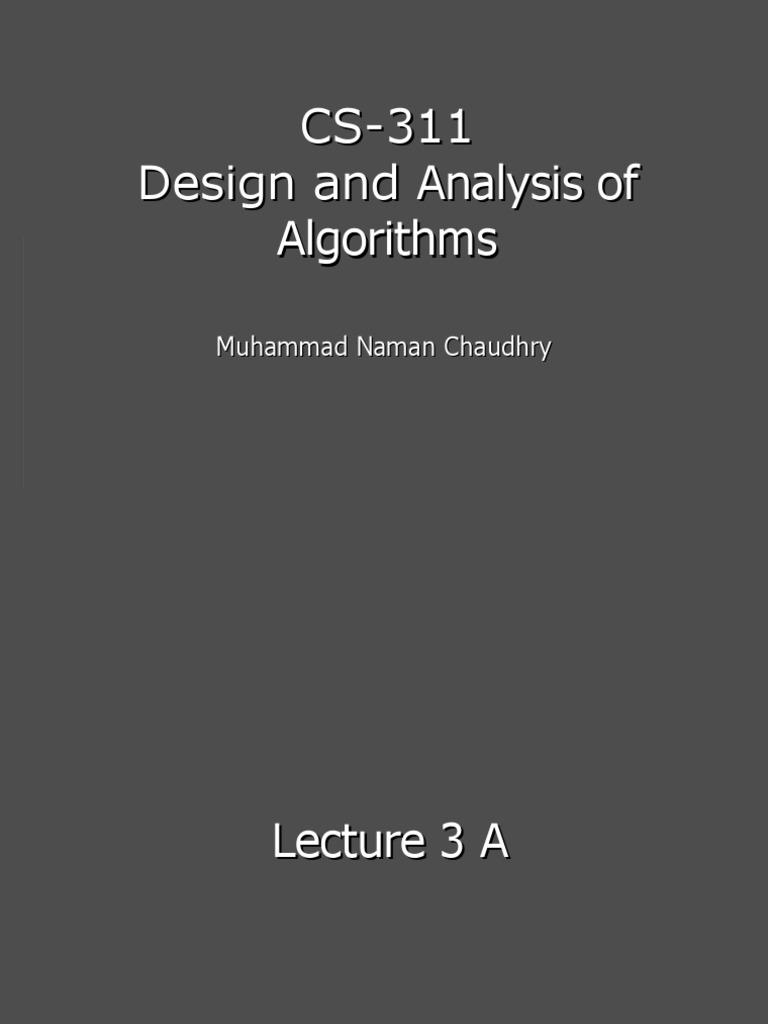 CS-311 Design and Analysis of Algorithms | PDF | Algorithms ...