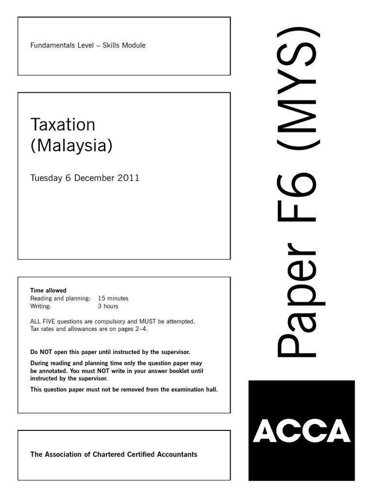 Taxation Malaysia Home Acca Global | PDF | Expense | Life Insurance