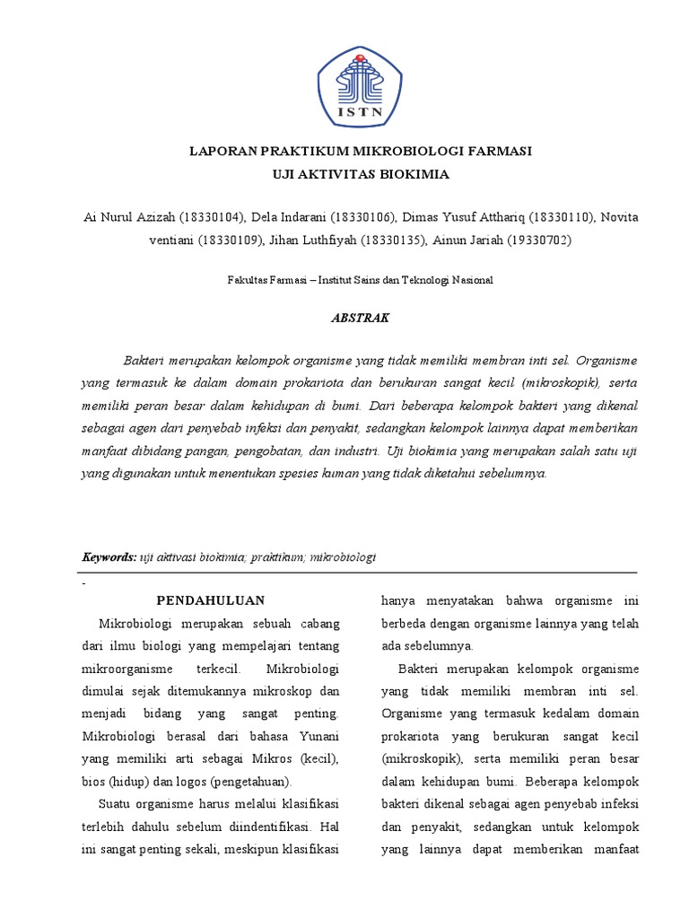 Jurnal - Prak.Mikro KEL 4 - Uji Aktivasi Biokimia | PDF