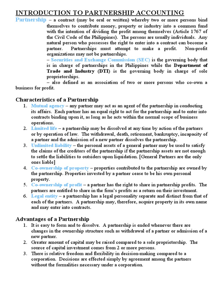 Introduction To Partnership Accounting | PDF | Debits And Credits ...