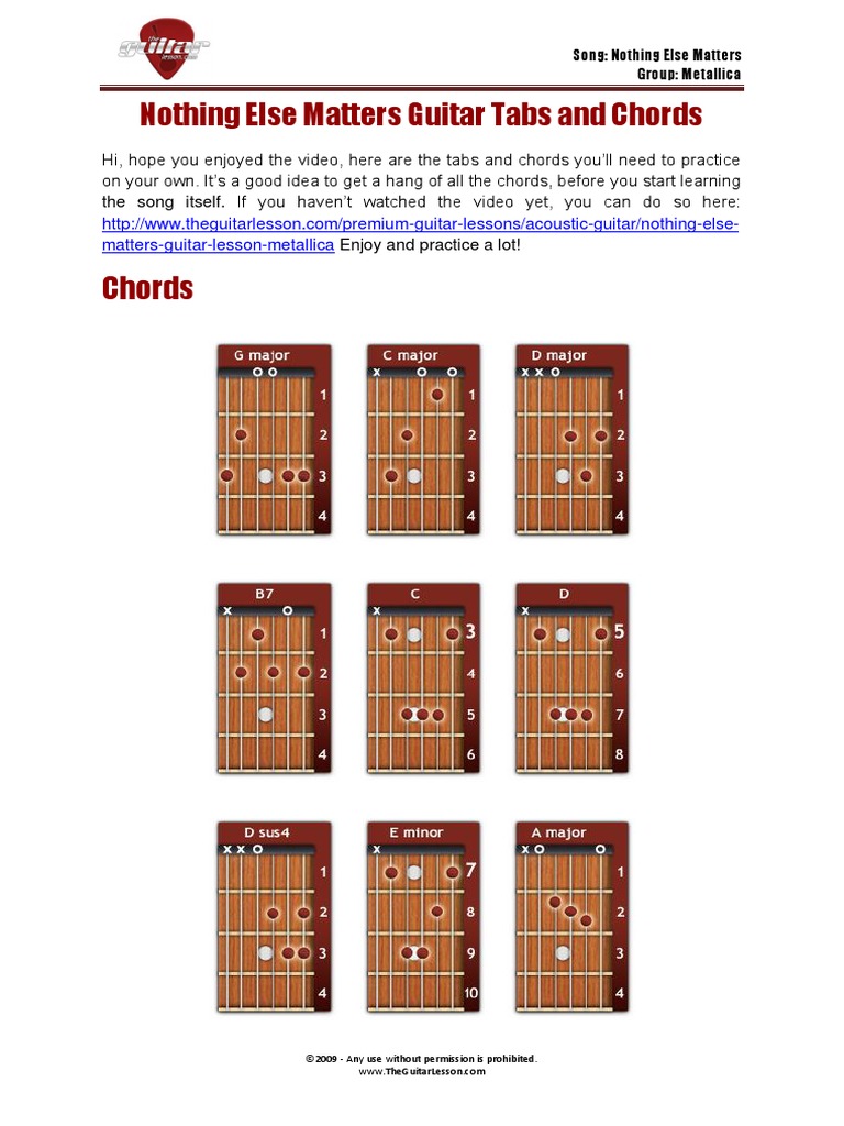 Nothing Else Matters Guitar Tabs and Chords | PDF | Song Structure ...