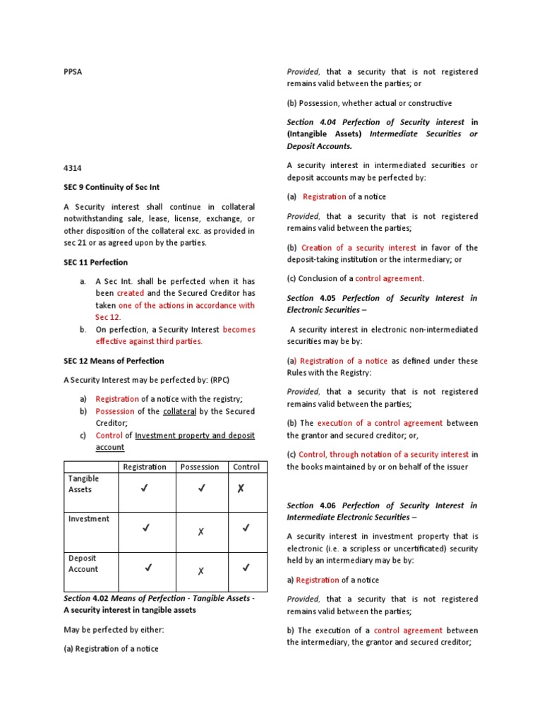 PPSA Notes | PDF | Security Interest | Securities (Finance)