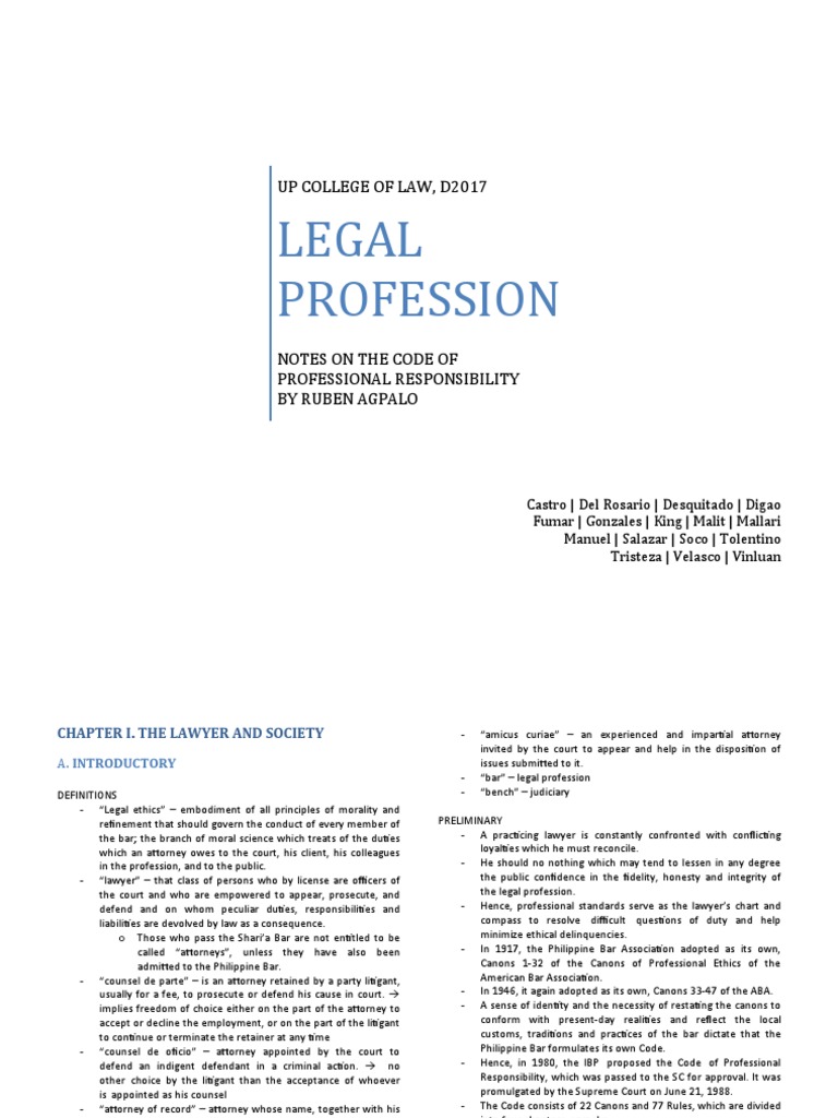 Legal Profession UP Law Reviewer 2017 | PDF | Barrister | Lawyer