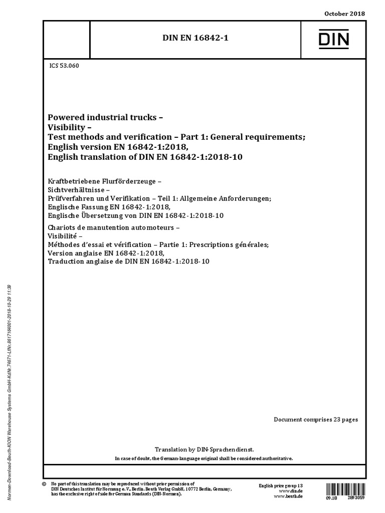 DIN EN 16842-1: in Case of Doubt, The German-Language Original Shall Be ...