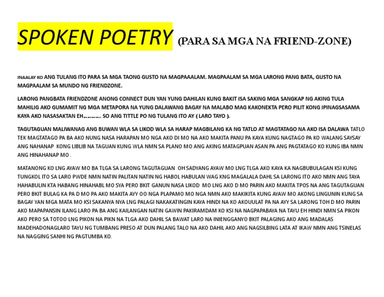 Spoken Poetry | PDF