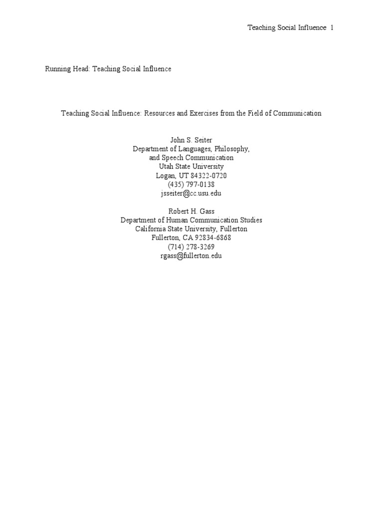 Teaching Social Influence Resources | PDF | Persuasion | Semiotics