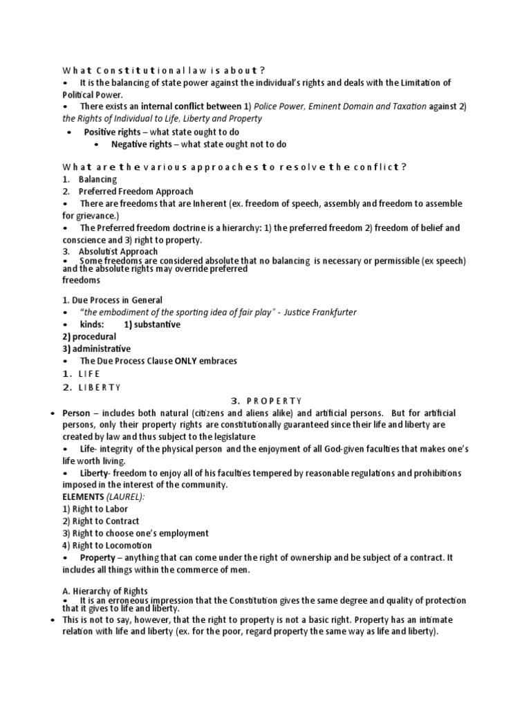The Rights of Individual To Life, Liberty and Property: 2) Procedural 3 ...