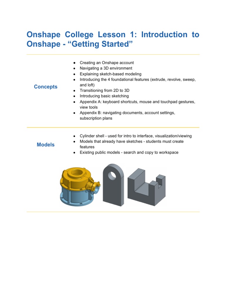 Onshape College 1-1 Lesson Plan | PDF | Human–Computer Interaction ...
