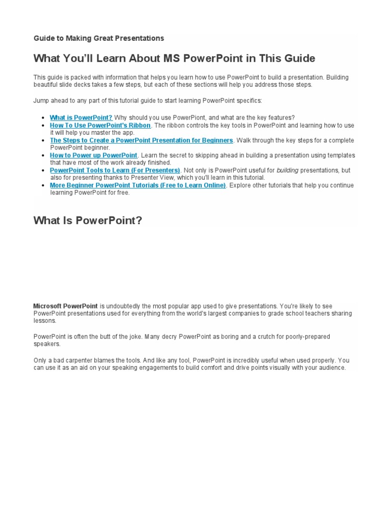 Guide To Making Great Presentations Pdf Microsoft Power Point