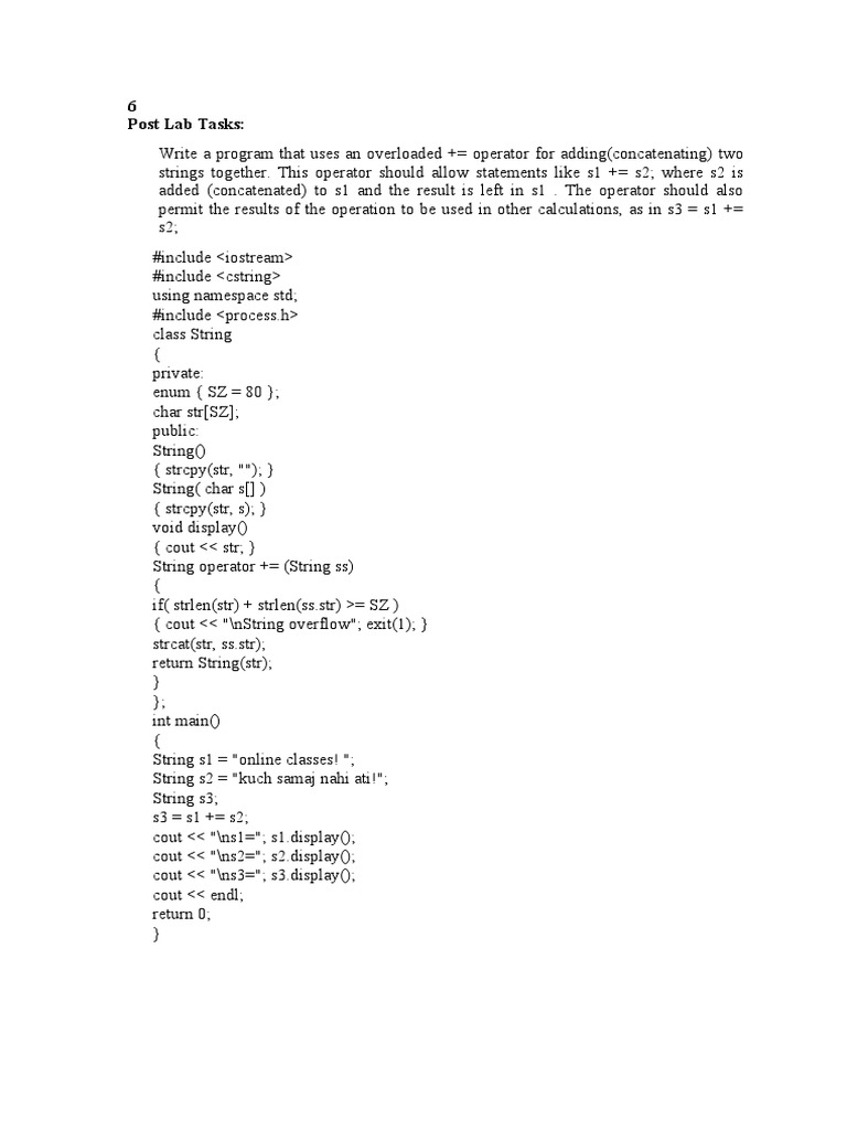 6 Post Lab Tasks | PDF | Integer (Computer Science) | Notation