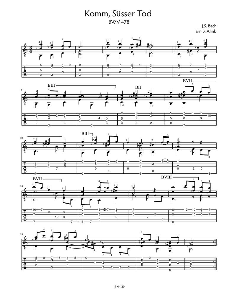Komm Suesser Tod II PDF | PDF | Johann Sebastian Bach | Choral Music