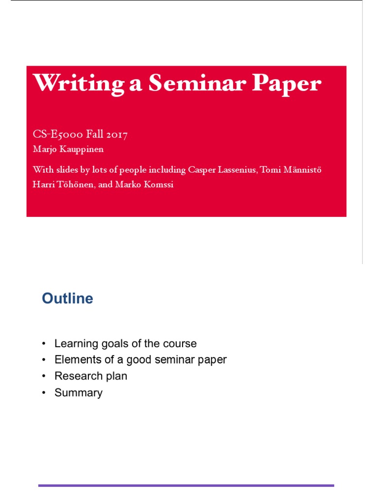 Writing A Seminar Paper PDF | PDF | Abstract (Summary) | Thesis