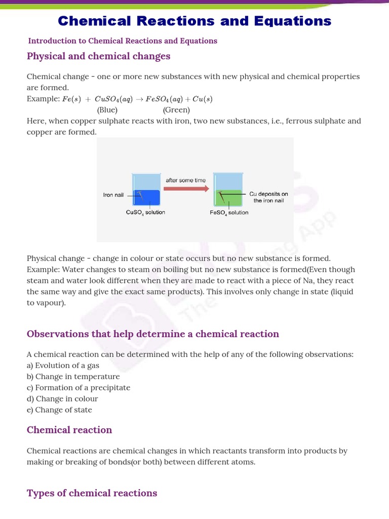 Chemistry Notes Class 10 Chapter 1 | PDF | Redox | Chemical Reactions