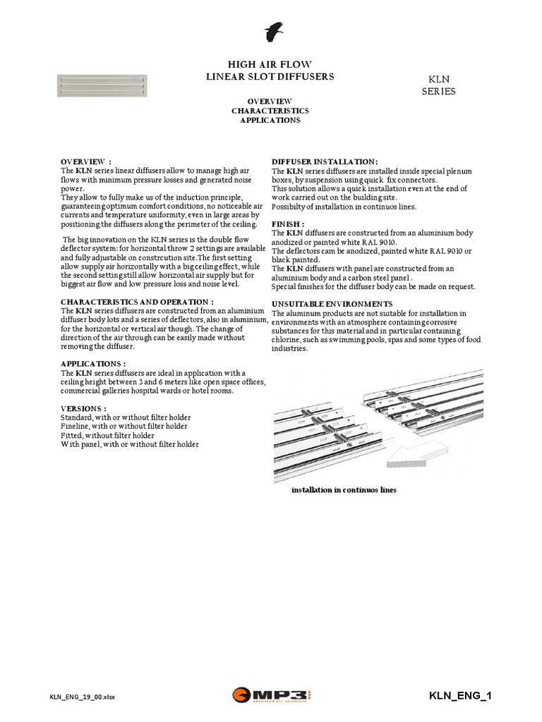 High Air Flow Linear Slot Diffusers: Characteristics Applications ...